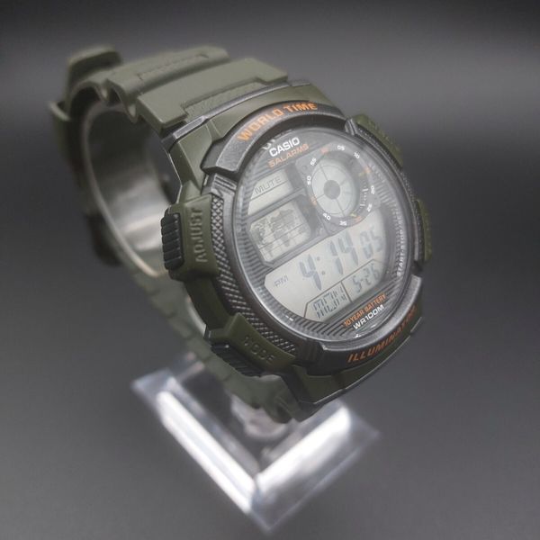 CASIO WORLD TIME - AE-1000W - CLEAN CASE AND BAND - RUNNING AND KEEPING ...
