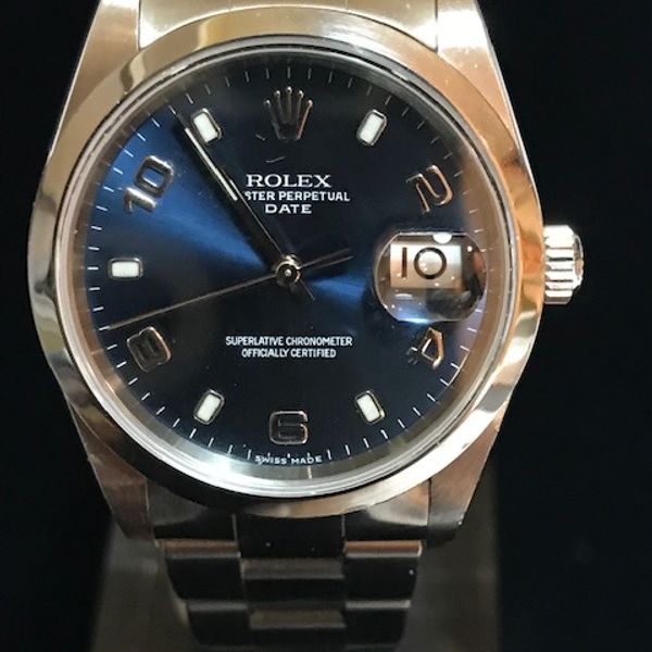 Fs: Rolex date model 15200 blue arabic dial, mint, recently serviced by ...