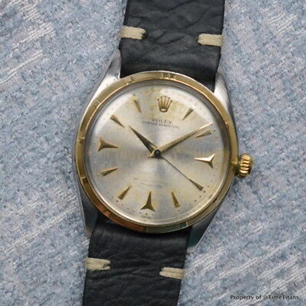 ROLEX OYSTER PERPETUAL 6565 1955 SHARK TOOTH DIAL GOLD STAINLESS STEEL ...