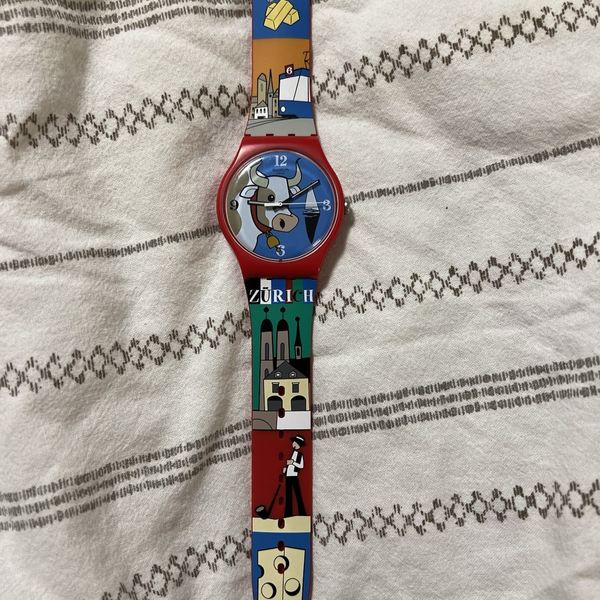 Swatch Swiss Zurich Cow Watch - Red One Size - Quartz Movement ...