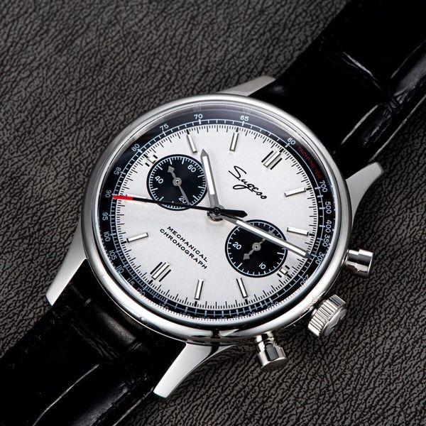 Sugess 1963 40mm Pilot Mechanical Chronograph Panda Seagull ST1901 ...