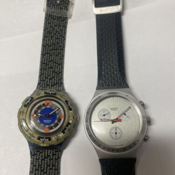 Rare of 2 Vintage Aluminum Swatch Swatch Chronograph, and World Time ...