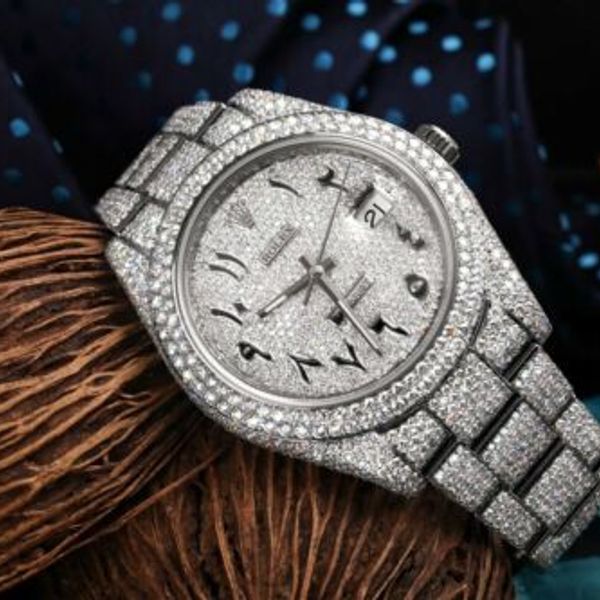 Rolex Datejust II Arabic Script Pave Diamond Dial Fully Iced Out 41mm ...