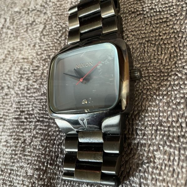 Nixon The Player Gunmetal Grey Diamond Crystal Men's Watch New Battery ...