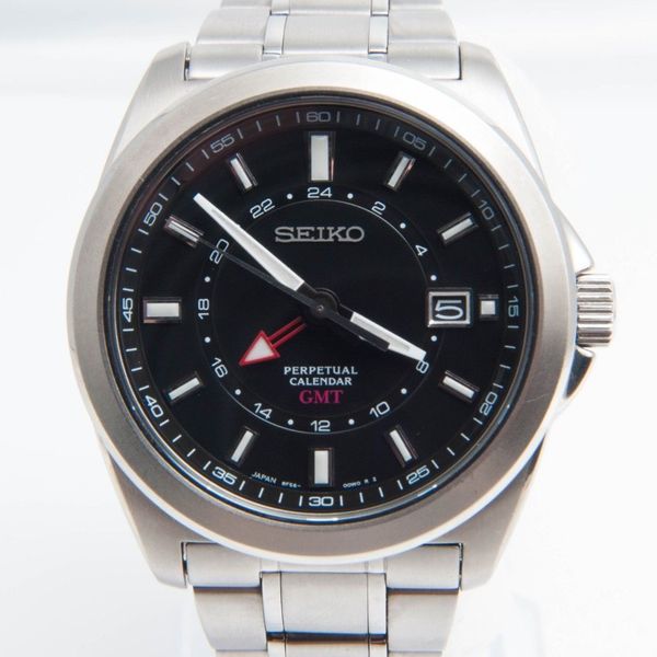 SEIKO SPIRIT SBQJ015 GMT PERPETUAL CALENDAR TITANIUM 8F56-00M0 Black ...