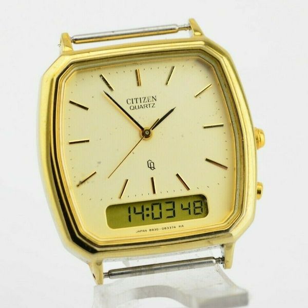 K056 Vintage Gold Citizen CQ Ana Digi Quartz Watch 8930-085451 Original ...