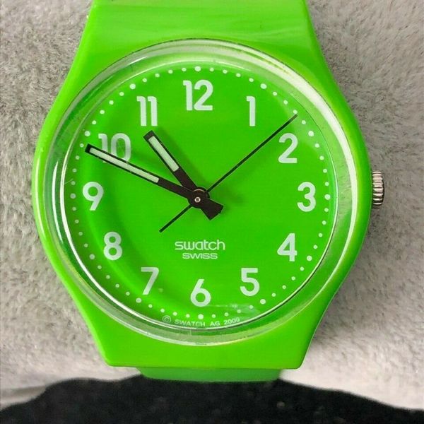 Rare Unique SWATCH AG2009 Swiss Neon Green Watch New Battery ...