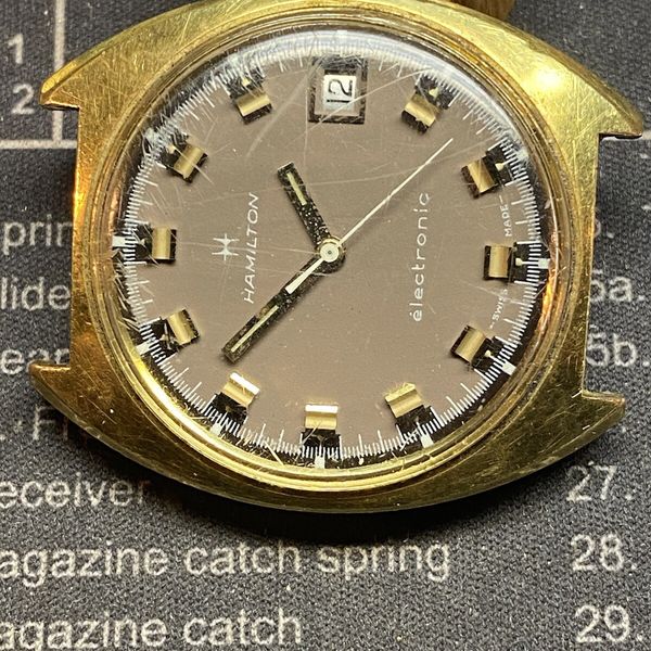 Mens Vintage Electronic Gold Hamilton With Tan Dial 645 | WatchCharts ...