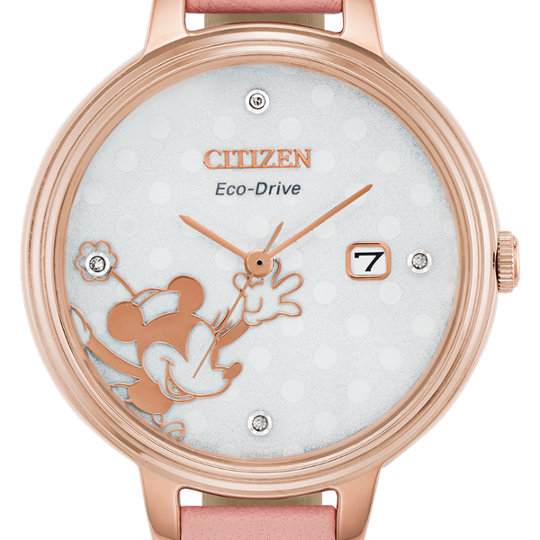 Citizen Eco-Drive Minnie Mouse EW2448-01W Rose Gold Pink Blush Ladies ...