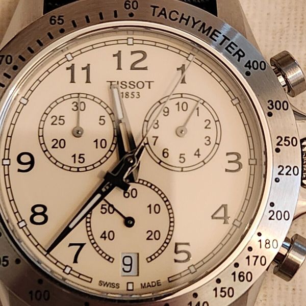 Tissot V8 Chronograph Tachymeter T106417A White Dial Swiss Quartz Mens ...