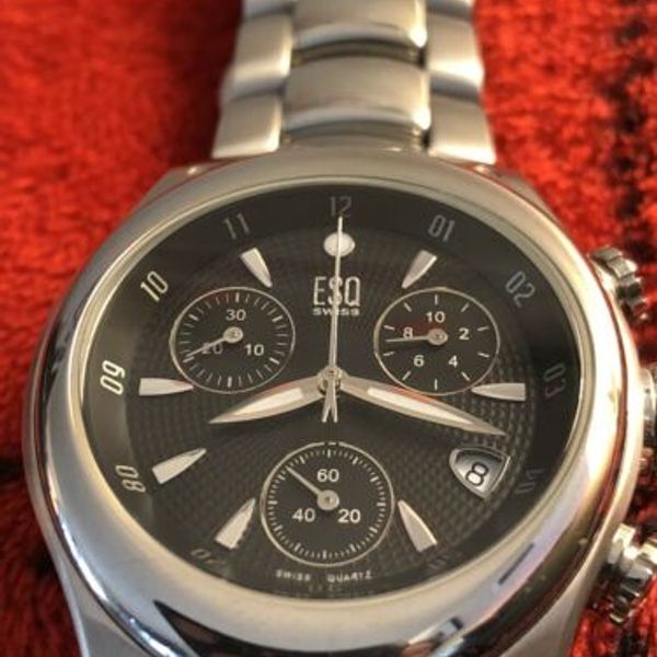 Esq Movado Swiss Mens Chronograph Watch Stainless Steel E5262 ...
