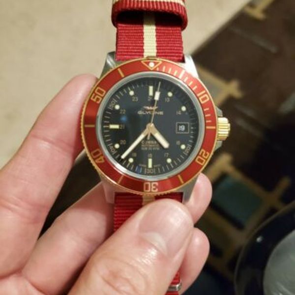 Glycine Combat Sub 42mm Automatic Diver Watch - GL0092 - SS, red & gold ...