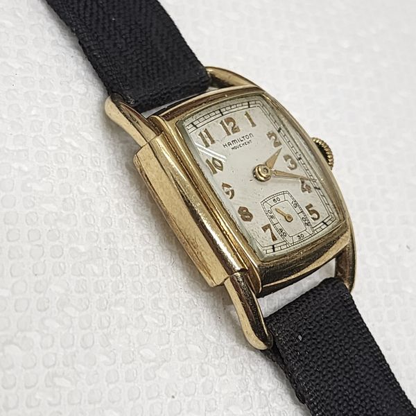 Vtg 1940s HAMILTON 987A Mens Wrist Watch 10kt Gold Filled 17j O217216 ...