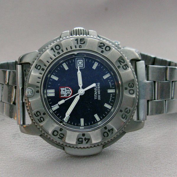 LUMINOX Solid Titanium 3600 Series 3-H MBM Stainless Steel Men's Watch ...