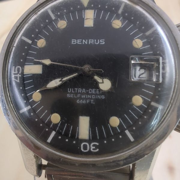 BENRUS Ultra-Deep 666ft Self-winding 1966â 72 Super Compressor Divers ...
