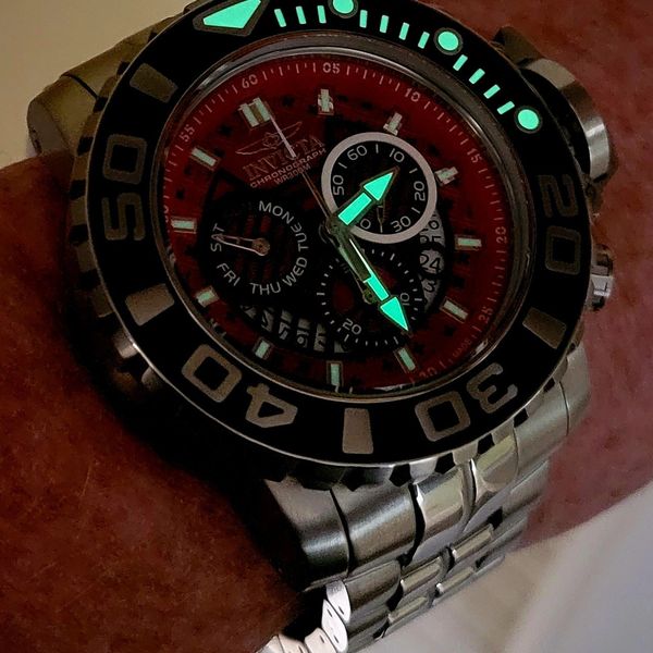 RARE SWISS MADE Invicta Sea Hunter Chronograph Reserve Red 70mm Diver ...