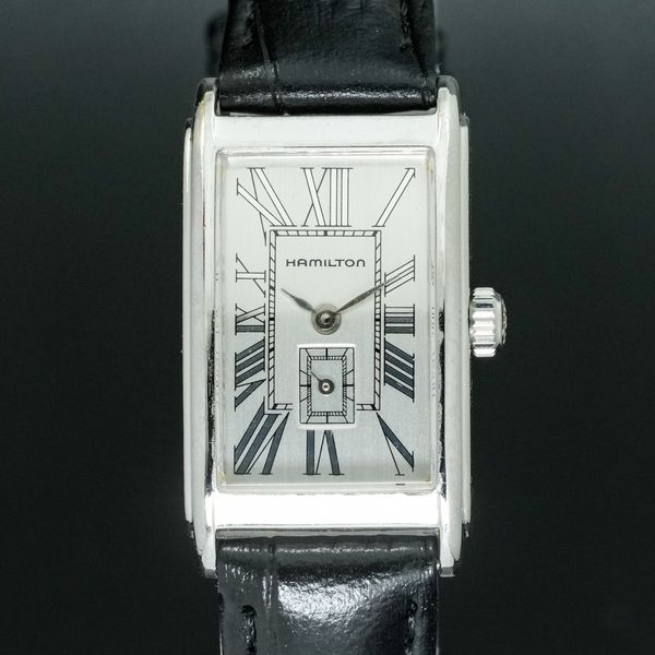 [N-MINT] HAMILTON Ardmore 6267 Silver Small Second Roman Tank Shape ...