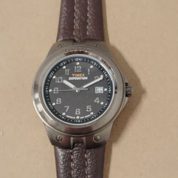 Timex Expedition Indiglo Metal Watch Men Brown Leather Band 39MM T49631 ...