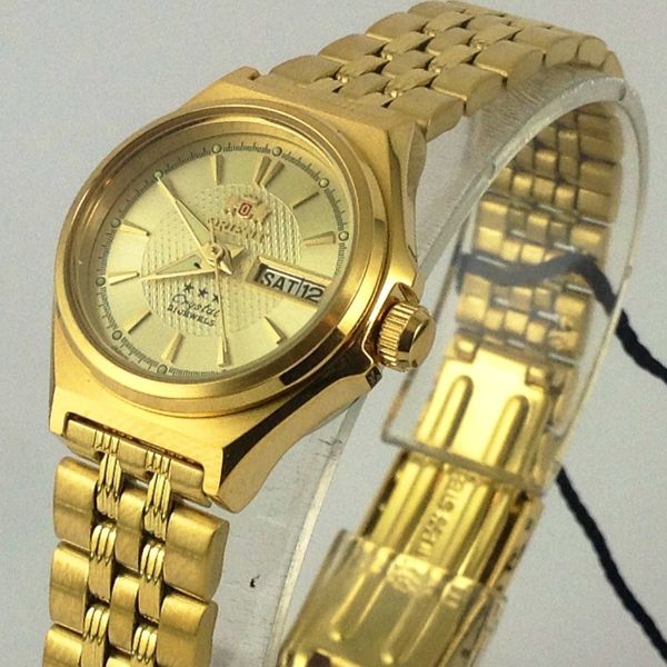 Orient Gold Tone Automatic Watch Lady FNQ1S001C W/ ORIENT BOX | WatchCharts Marketplace