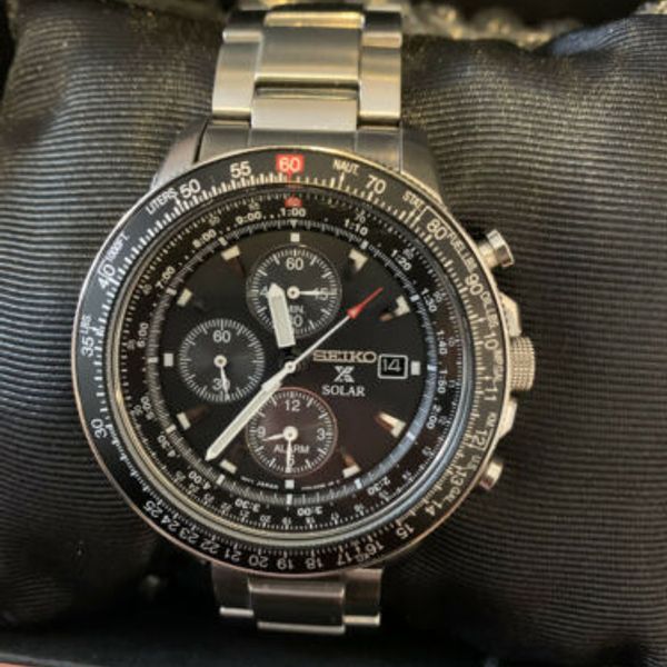 Seiko Prospex Solar Flightmaster Chronograph Men's Black Watch - SSC009 ...