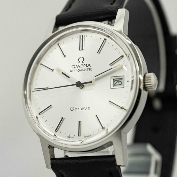 *MINT* Vintage OMEGA Geneve Cal.1012 Automatic Silver Dial Date 35mm ...