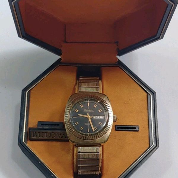 Vintage 1971 Bulova Oceanographer Automatic 333 Menâ s Watch Black Dial ...