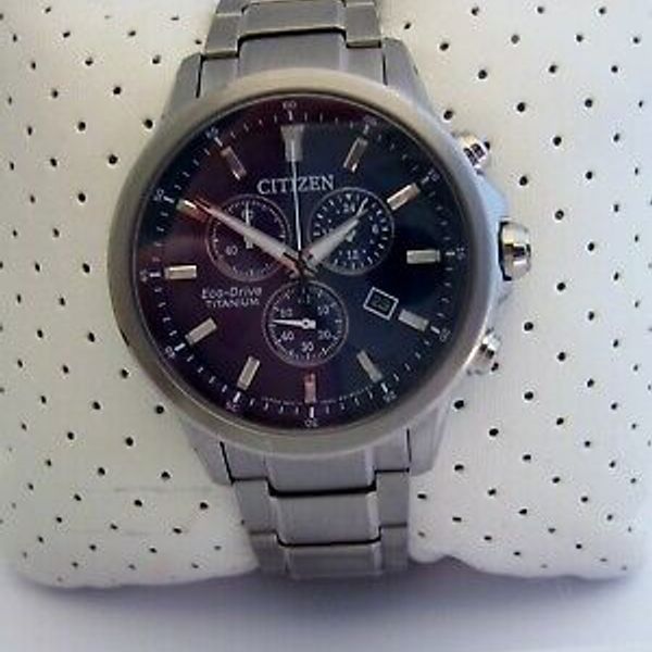 CITIZEN ECO DRIVE TITANIUM WATCH MENS H500 R006479 CHRONOGRAPH BLUE ...