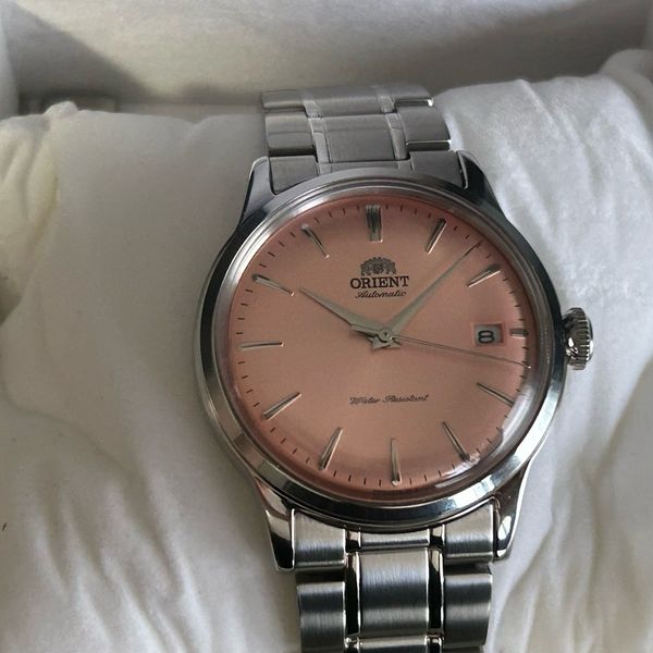 Orient Bambino Automatic Pink Dial Watch RA-AC0M11Y | WatchCharts ...