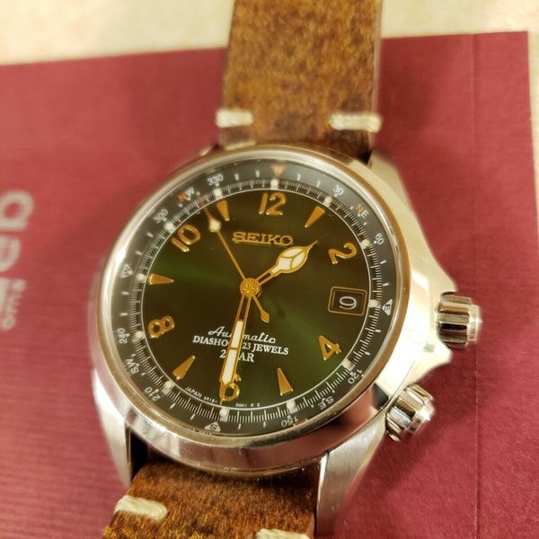 Seiko Alpinist Green SARB017 with ColaReb Brown "Rust" leather strap ...