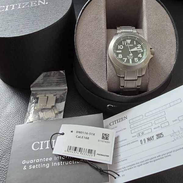 CITIZEN BN0116-51X 'RAY MEARS' TITANIUM PROMASTER TOUGH ECO-DRIVE GREEN ...