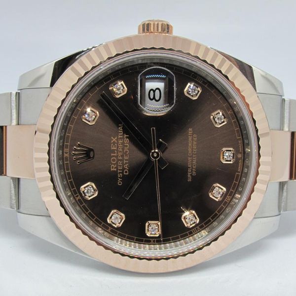 Fs: ROLEX DATEJUST 41 TWO TONE ROSE GOLD CHOCOLATE DIAMOND DIAL 126311 ...