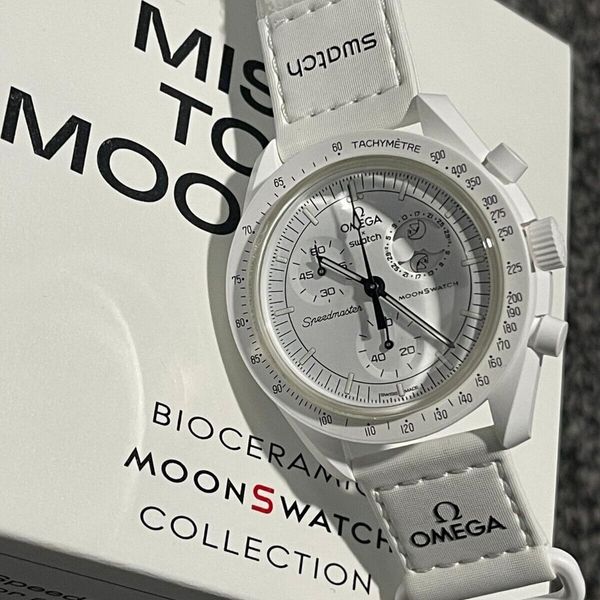 Swatch Omega Moonswatch Mission To The Moonphase White Snoopy Full Moon ...