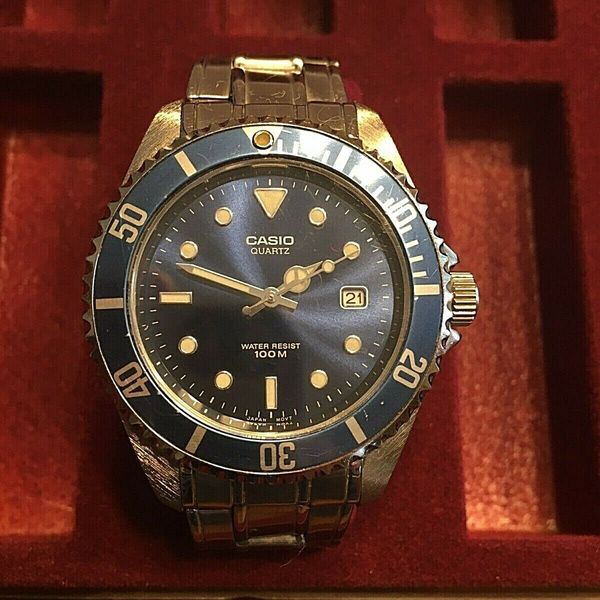 CASIO MTD-1010 Men’s Wristwatch (1346) Diver Style W/Blue Dial - Link ...