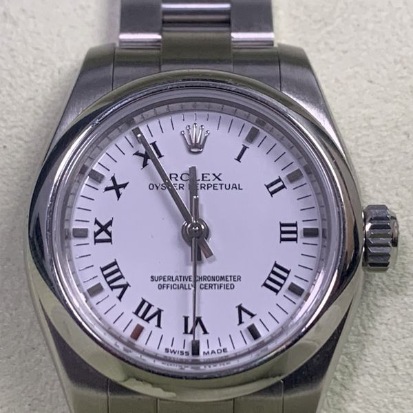 ROLEX OYSTER PERPETUAL 176200 ROMAN WHITE DIAL STAINLESS STEEL W/ BOX ...