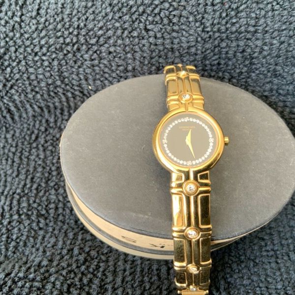 Raymond Weil ladies watch model 3745 18k gold plated with black ...
