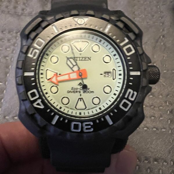 Citizen Promaster Titanium Dive Watch White Full Lume Dial Eco Drive ...