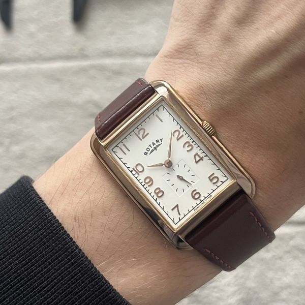 Rotary Tank Portland menâ s vintage watch with sub seconds & leather ...