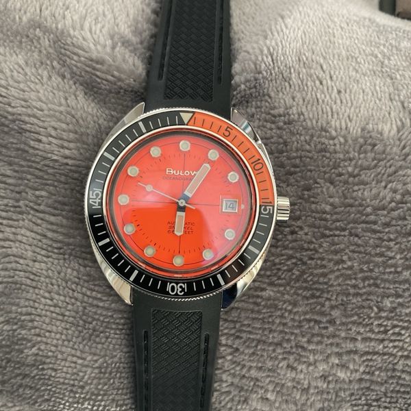 Bulova Devil diver Orange Dial! Excellent Condition! Rubber Strap ...