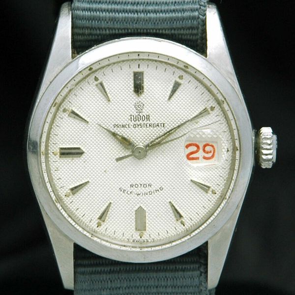 1950s TUDOR PRINCE OYSTER DATE ROLEX WATCH VTG RARE SWISS White Waffle ...
