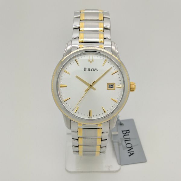 Bulova 98B107 Two Tone Silver Dial Date Classic Mens Watch ...
