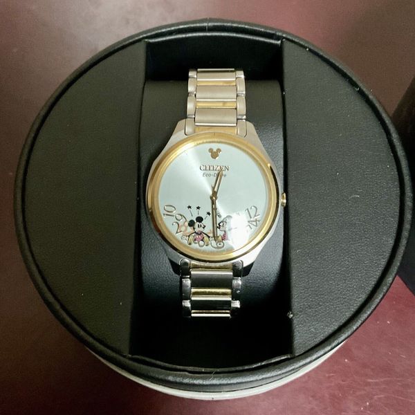 Citizen Disney Falling Mickey & Minnie Silver Dial Two-Tone Ladies ...