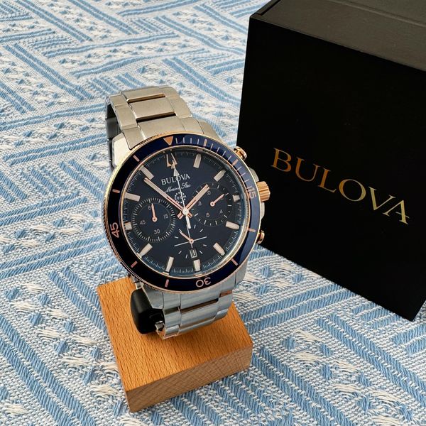 New Bulova Marine Star Chronograph Men's Watch Blue Dial 45mm/98B301 ...
