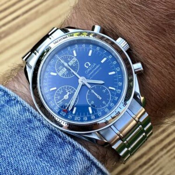 Omega Speedmaster Chronograph Navy Blue Dial Men's Automatic Triple ...