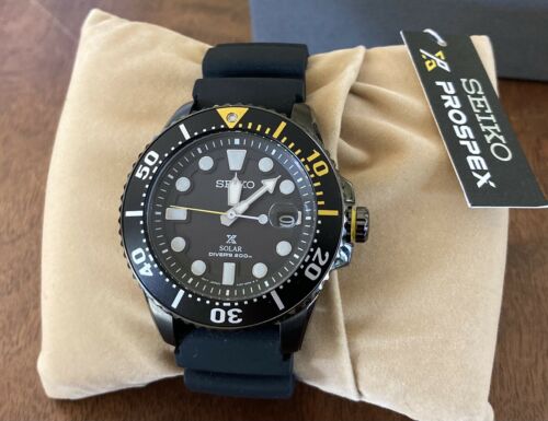 Seiko Solar Diver Prospex Men's Black Divers Watch - SNE441 New With ...