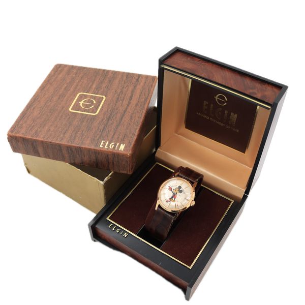 Vintage Elgin Mickey Mouse Men's Mechanical Wristwatch w Box New Old ...