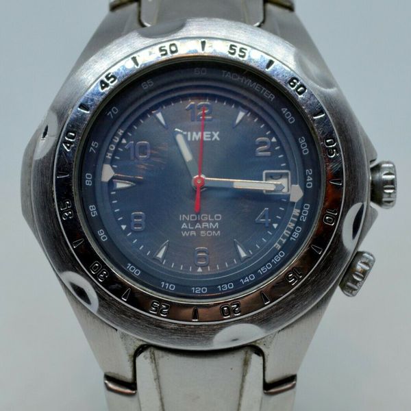 Timex Indiglo Mens Watch Night-Light WR 50M Time Date Alarm Analog ...