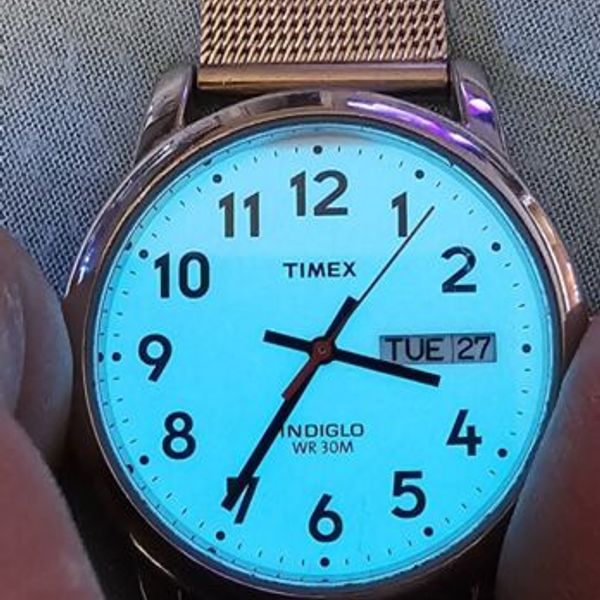 Vintage TIMEX INDIGLO WR 30M white dial DAY DATE Watch WORKING Stainless Band | WatchCharts ...