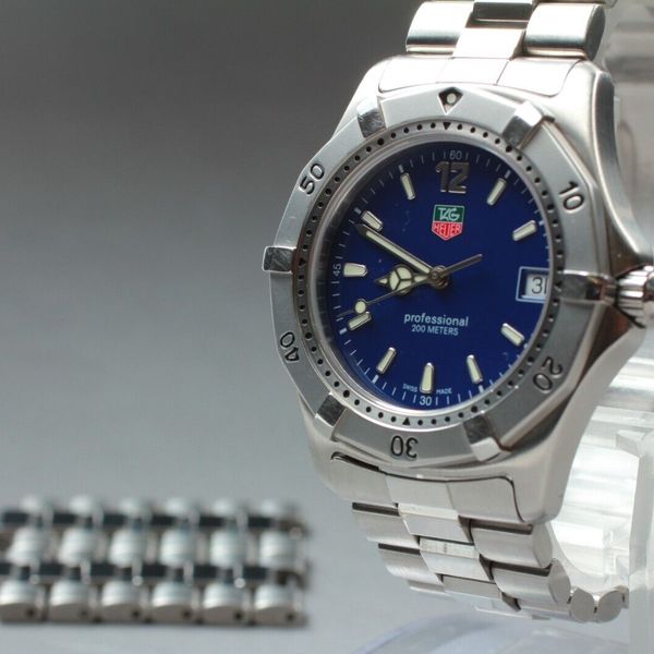 *NEAR MINT* TAG HEUER Professional 200m WK1113-0 Blue dial Quartz Men's ...