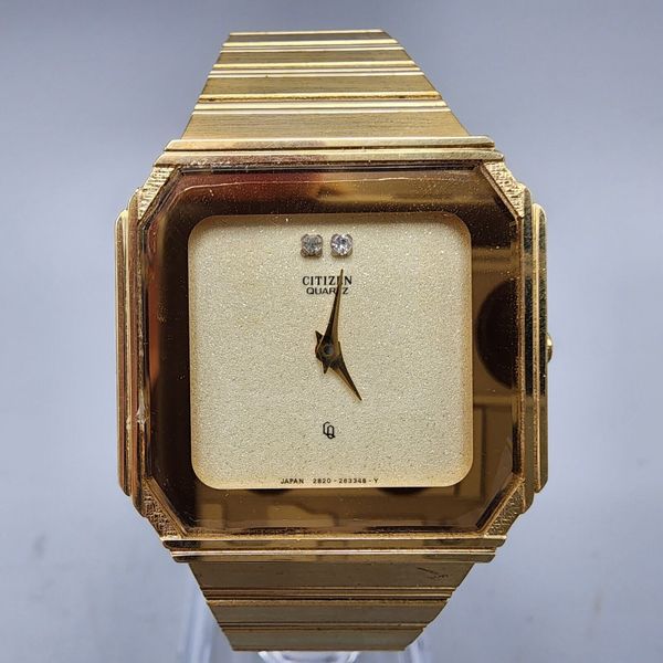 VTG Citizen CQ Watch Men Gold Tone Cream Dial Octagon 28mm 2820-262059 ...