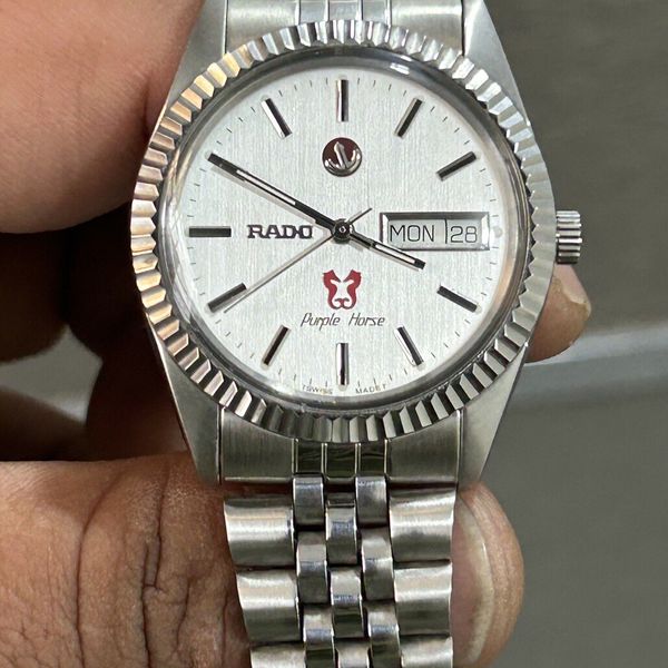 Vintage Rado Purple Horse Silver Dial Automatic 25 Jewels Wrist Watch ...